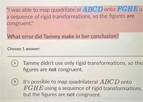 I Was Able To Map Quadrilateral Abcd Onto Fghe Us A Sequence Of Rigid