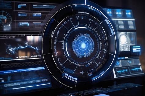Premium Photo A Futuristic Circle Hud With A Striking White And Blue Color Scheme Showcases A