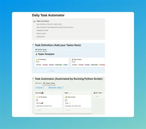 🗓 daily schedule automator notion template notion api integration