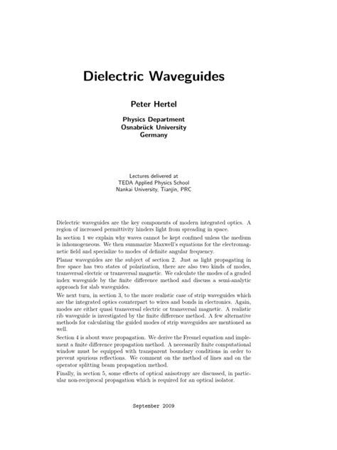 Dielectric Waveguides Book Pdf Waveguide Waves