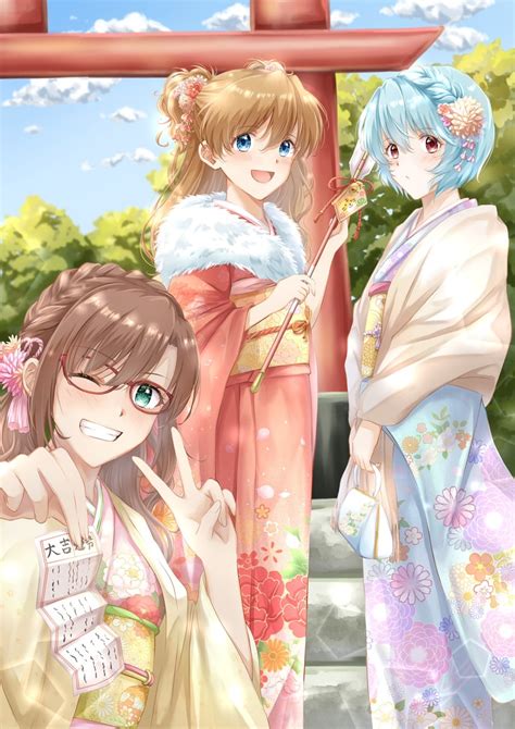 Souryuu Asuka Langley Ayanami Rei And Makinami Mari Illustrious Neon Genesis Evangelion And