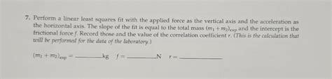 Solved Perform A Linear Least Squares Fit With The Applied
