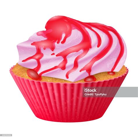 벡터 현실적인 컵 케 익 머핀 크림입니다 3d 아이콘 재고 Illustartion 3차원 형태에 대한 스톡 벡터 아트 및 기타 이미지 3차원 형태 거품 내기 공휴일
