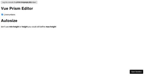 Vue Prism Editor Php Raise Errors Codesandbox