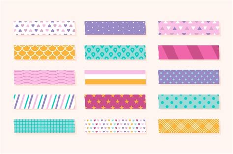 다양한 색상의 평면 와시 테이프 프리미엄 벡터