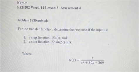 solved problem 5 30 points for the transfer function