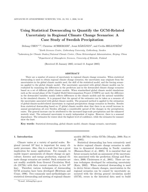 Pdf Using Statistical Downscaling To Quantify The Gcm Related