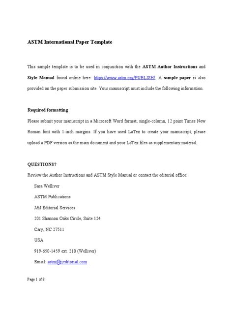 Astm Paper Template Pdf Fracture Written Communication