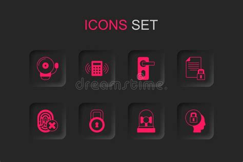Set Lock Security Keypad Access Panel Ringing Alarm Bell Document