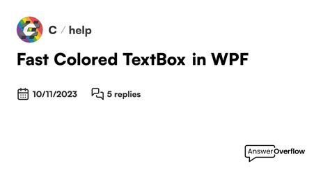 Fast Colored Textbox In Wpf C