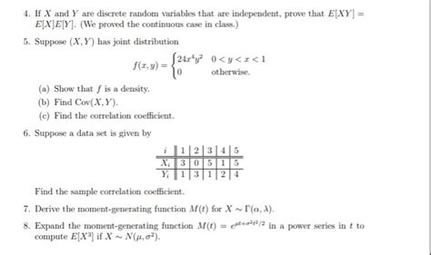 Solved 4 If X And Y Are Discrete Random Variables That Are