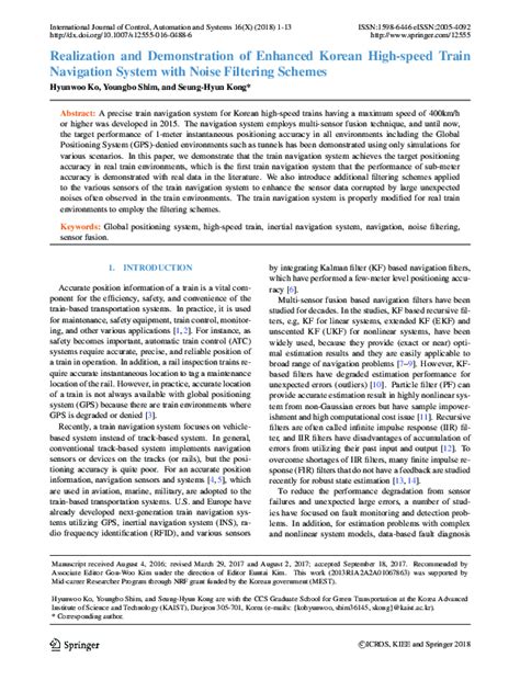pdf realization and demonstration of enhanced korean high speed train navigation system with