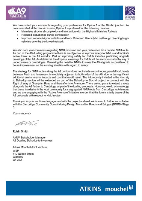 A9 Dualling And Cycle Route Response To Consultation Carrbridge