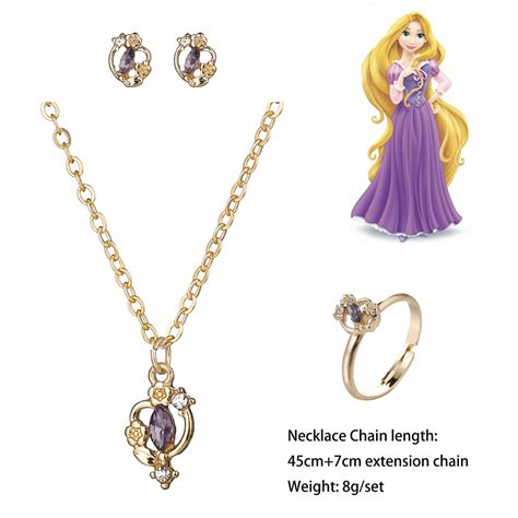 Women Jewelry Set Rapunzel Disney Princess Ringandnecklaceandearring