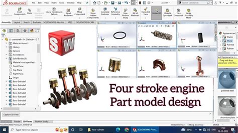 Four Stroke Engine Design Part 1 Solidworks Tutorial For Beginners Solidworkstutorial
