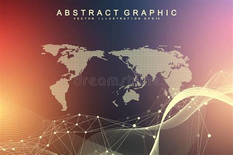 Technology Abstract Background With Connected Line And Dots Big Data Visualization Stock Vector
