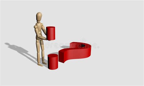 D Render Wooden Dummy Look A Question Stock Illustration Illustration Of Abstract Render