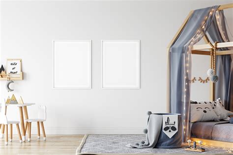 거실에서 프레임 및 포스터 조롱 스칸디나비아 인테리어 3d 렌더링 3d 일러스트레이션 0명에 대한 스톡 사진 및 기타 이미지