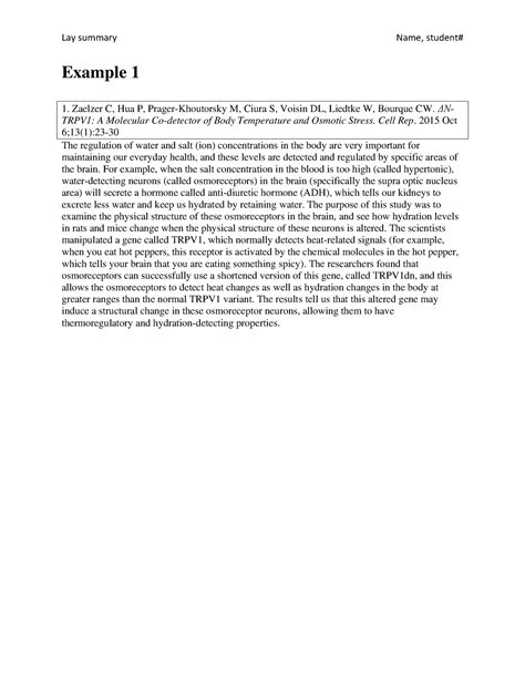Lay Summary Example Neurophys Lay Summary Example To Follow For Lay