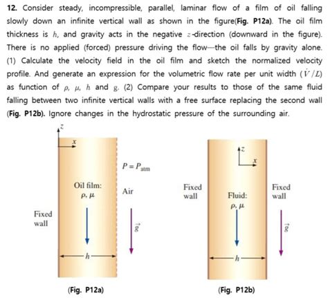 12 consider steady incompressible parallel laminar flow of a film