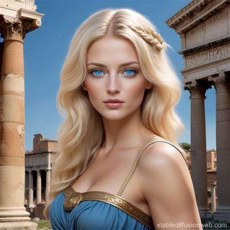 Blonde Woman With Blue Eyes In Ancient Rome Stable Diffusion Online