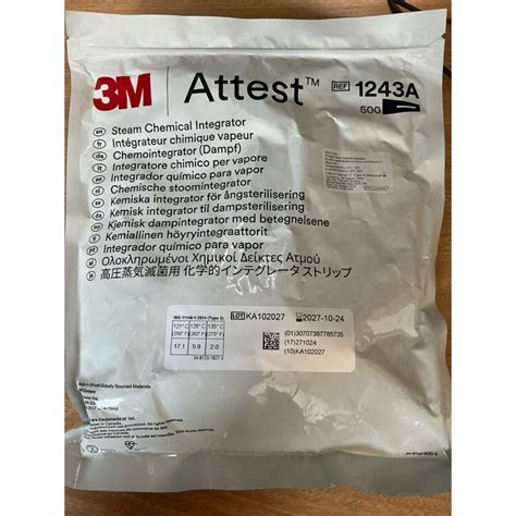 3m Attest Steam Chemical Integrators 1243a แผ่นตรวจสอบการปราศจากเชื้อ