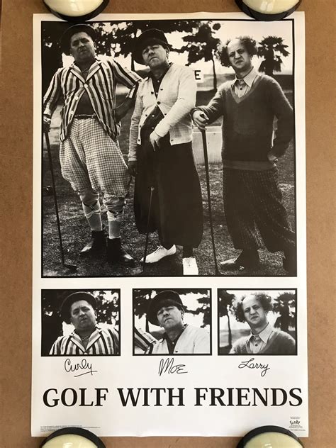 Original 2000s Three Stooges Moe Larry Curly Poster 2000 Golf With