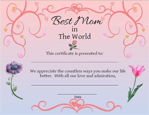 Best Mom Ever Certificate At Max Ewing Blog
