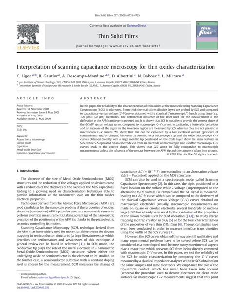 Pdf Interpretation Of Scanning Capacitance Microscopy For Thin Oxides