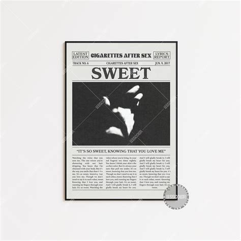 Cigarettes After Sex Retro Newspaper Print Sweet Poster Sweet Lyrics