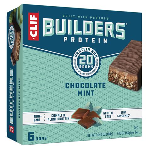 Clif Builders Chocolate Mint Protein Bars 24 Oz 6 Pack