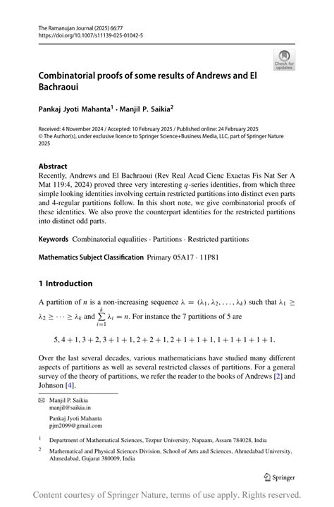 Combinatorial Proofs Of Some Results Of Andrews And El Bachraoui