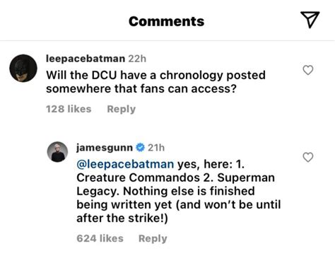 James Gunn when asked whether the DCU will have a publicly-accessible chronology: ‘Creature ...