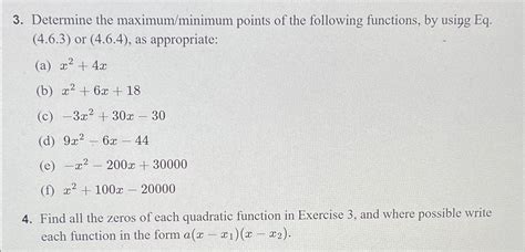 Solved Determine The Maximumminimum Points Of The Following