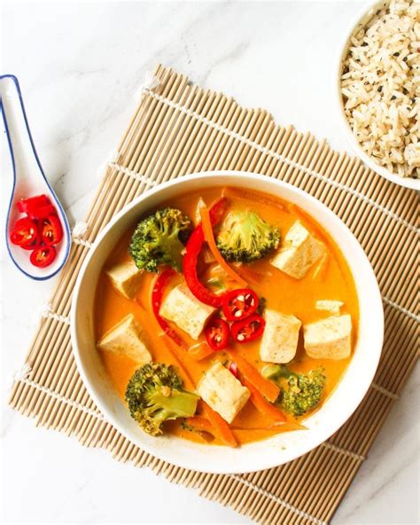 Vegan Thai Red Curry With Tofu And Veggies Overhead 819x1024 Curry