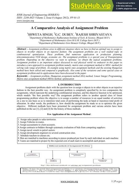Assignment Problem Ppt Technology And Computing