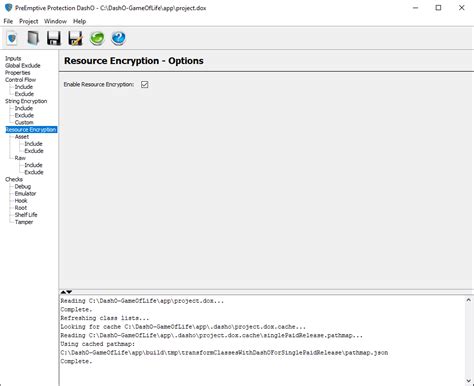 Resource Encryption User Interface Preemptive Protection Dasho 1250