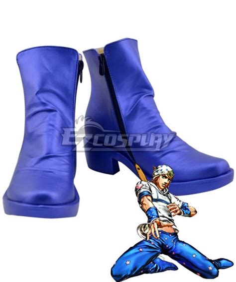 Jojos Bizarre Adventure Johnny Joestar Blue Shoes Cosplay Boots
