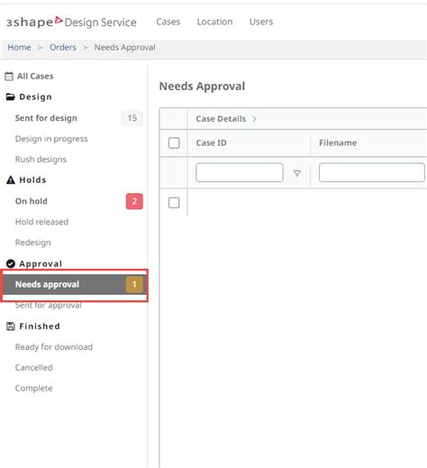 3shape design service platform how to add the require design approval