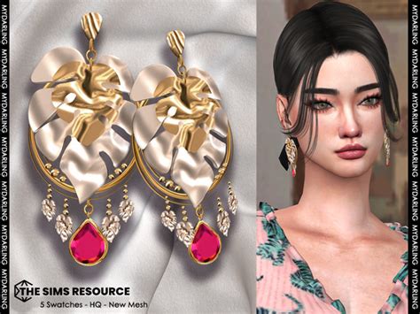 The Sims Resource Cute Leaf Earring Female Version