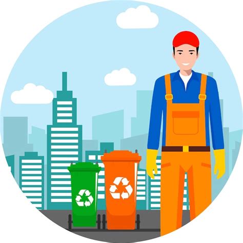 premium vector standing garbage man in uniform on background with