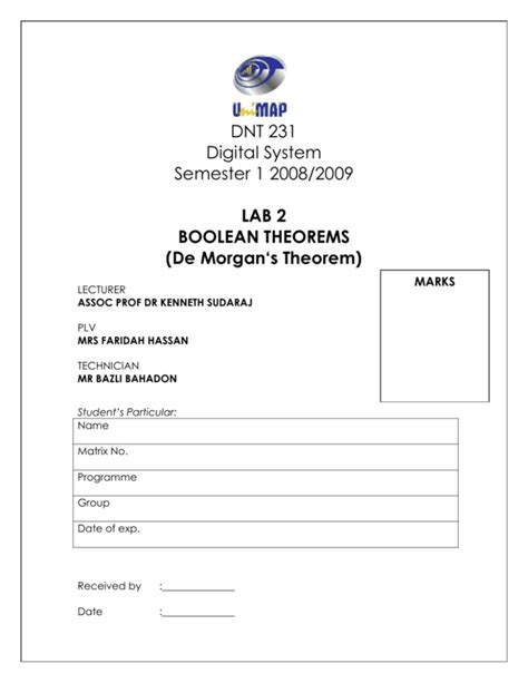 De Morgan S Theorem Lab Digital System Design