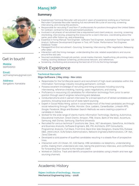 Manoj Resume Pdf Recruitment Oracle Corporation