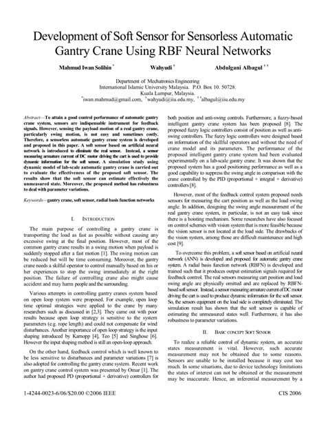 pdf development of soft sensor for sensorless automatic gantry crane