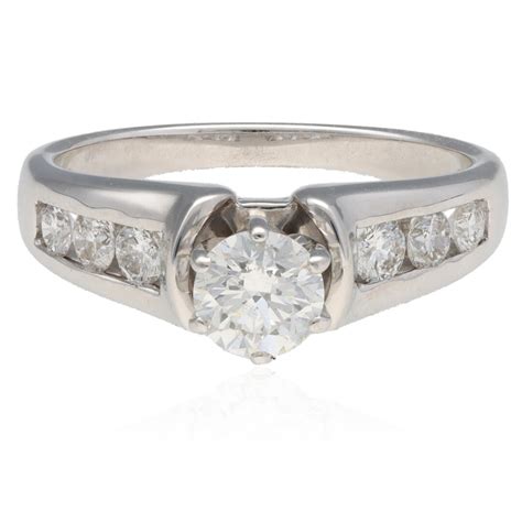 14k White Gold Diamond Engagement Ring 060ct Center 038ctw Side