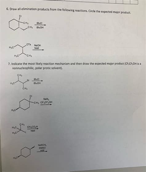 Solved 6. Draw all elimination products from the following | Chegg.com