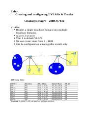4 VLAN Configuration Docx Lab Creating And Configuring 2 VLANs Trunks Chaitanya Nagre