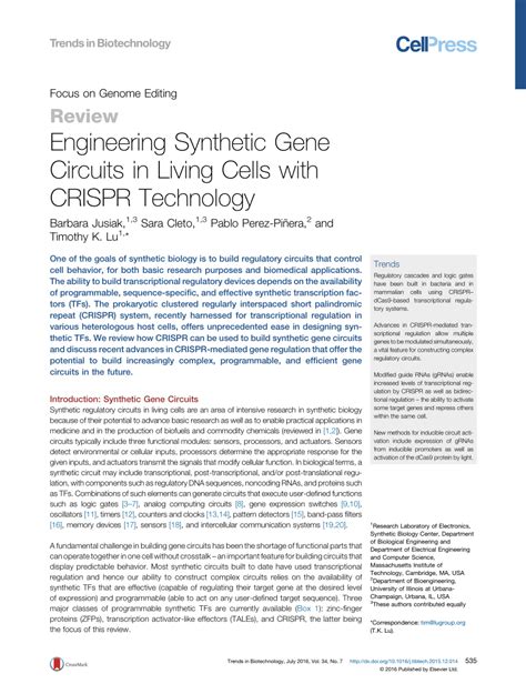 Pdf Engineering Synthetic Gene Circuits In Living Cells With Crispr