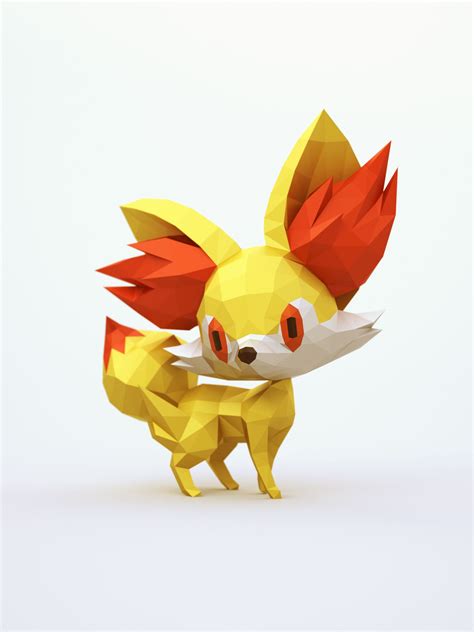 3d Papercraft Fennekin PDF DXF Templates Crealandia Paper