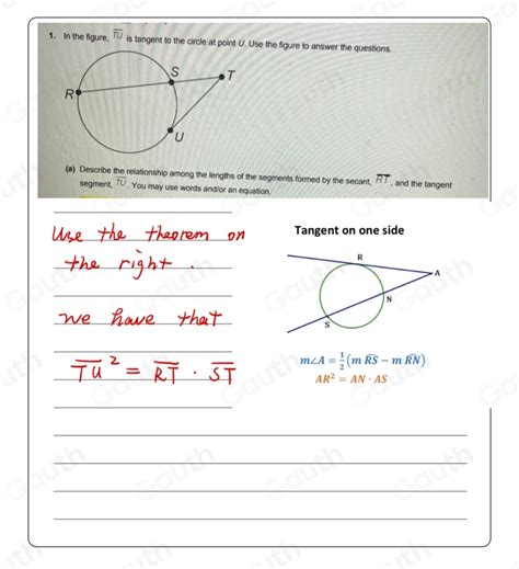 Solved In The Figure Overline TU Is Tangent To The Circle At Point U Use The Figure To